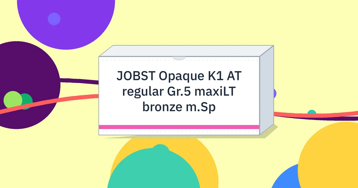 Symbolbild: Packung mit der Aufschrift JOBST Opaque K1 AT regular Gr.5 maxiLT bronze m.Sp (PZN 13105887) – Verfügbarkeit und Bezug in Apotheken in Frankfurt am Main