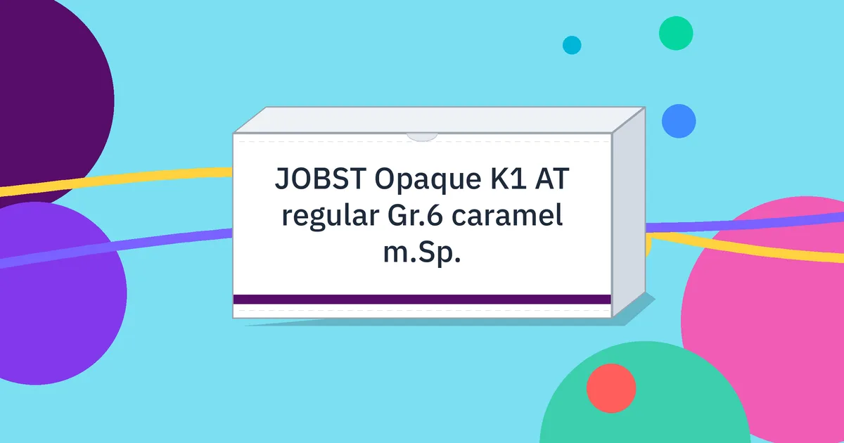 Symbolbild: Packung mit der Aufschrift JOBST Opaque K1 AT regular Gr.6 caramel m.Sp. (PZN 13106852) – Verfügbarkeit und Bezug in Apotheken in Frankfurt am Main