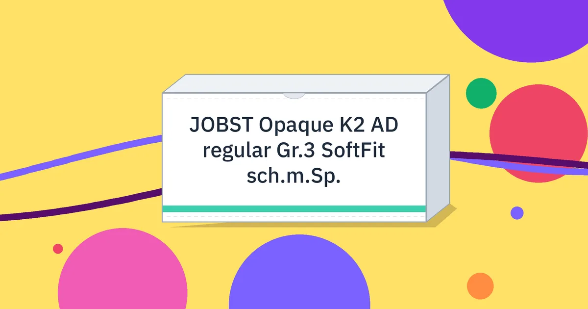 Symbolbild: Packung mit der Aufschrift JOBST Opaque K2 AD regular Gr.3 SoftFit sch.m.Sp. (PZN 11250160) – Verfügbarkeit und Bezug in Apotheken in Frankfurt am Main