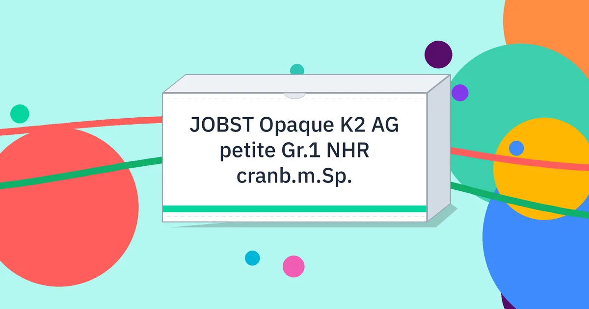 Symbolbild: Packung mit der Aufschrift JOBST Opaque K2 AG petite Gr.1 NHR cranb.m.Sp. (PZN 13112166) – Verfügbarkeit und Bezug in Apotheken in Frankfurt am Main