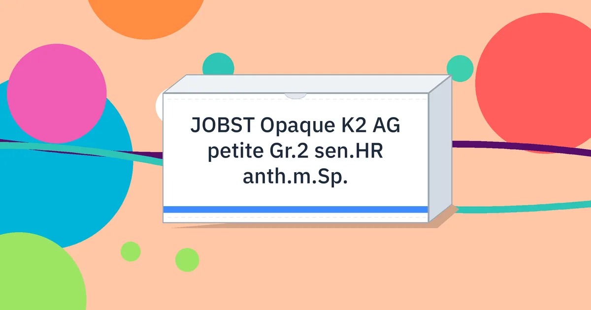 Symbolbild: Packung mit der Aufschrift JOBST Opaque K2 AG petite Gr.2 sen.HR anth.m.Sp. (PZN 16283276) – Verfügbarkeit und Bezug in Apotheken in Frankfurt am Main