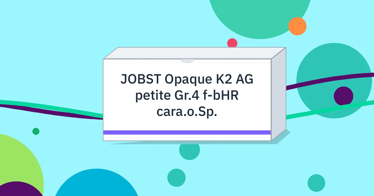 Symbolbild: Packung mit der Aufschrift JOBST Opaque K2 AG petite Gr.4 f-bHR cara.o.Sp. (PZN 10723544) – Verfügbarkeit und Bezug in Apotheken in Frankfurt am Main