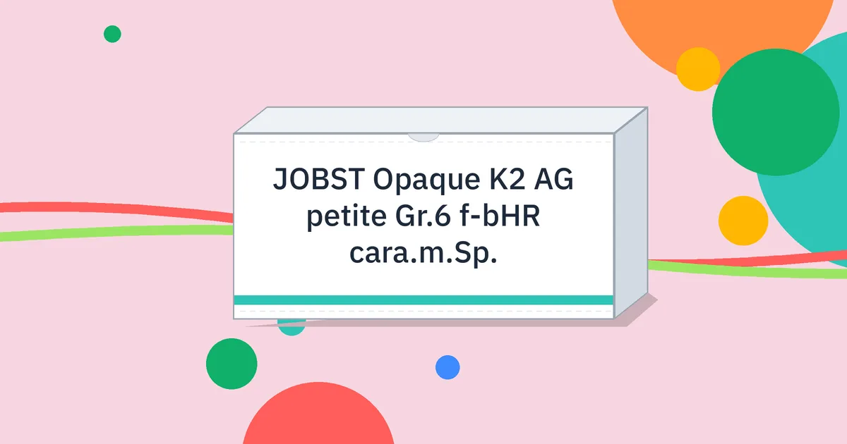 Symbolbild: Packung mit der Aufschrift JOBST Opaque K2 AG petite Gr.6 f-bHR cara.m.Sp. (PZN 11254790) – Verfügbarkeit und Bezug in Apotheken in Frankfurt am Main