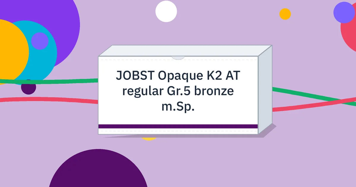 Symbolbild: Packung mit der Aufschrift JOBST Opaque K2 AT regular Gr.5 bronze m.Sp. (PZN 13122242) – Verfügbarkeit und Bezug in Apotheken in Frankfurt am Main