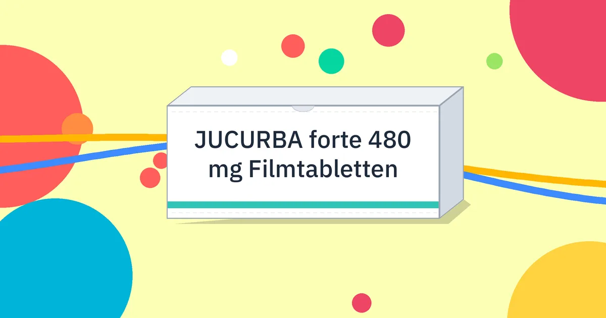 Symbolbild: Packung mit der Aufschrift JUCURBA forte 480 mg Filmtabletten (PZN 09265154) – Verfügbarkeit und Bezug in Apotheken in Frankfurt am Main