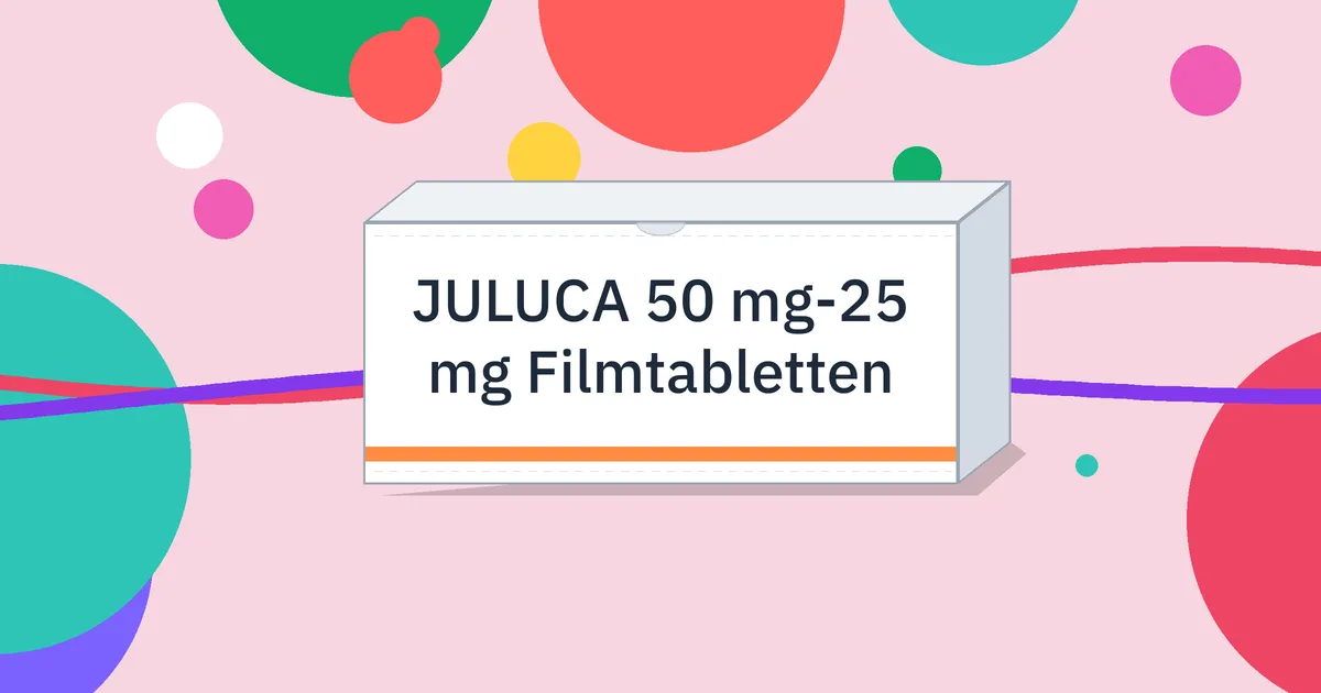 Symbolbild: Packung mit der Aufschrift JULUCA 50 mg-25 mg Filmtabletten (PZN 16757521) – Verfügbarkeit und Bezug in Apotheken in Frankfurt am Main