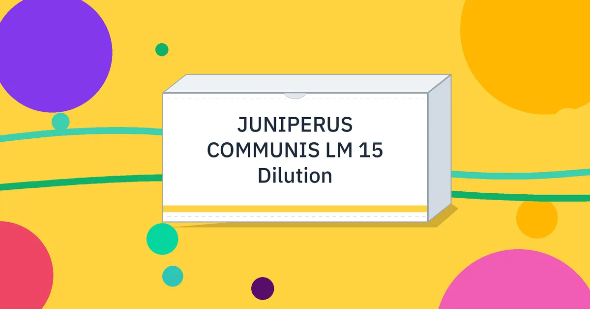 Symbolbild: Packung mit der Aufschrift JUNIPERUS COMMUNIS LM 15 Dilution (PZN 13564678) – Verfügbarkeit und Bezug in Apotheken in Frankfurt am Main