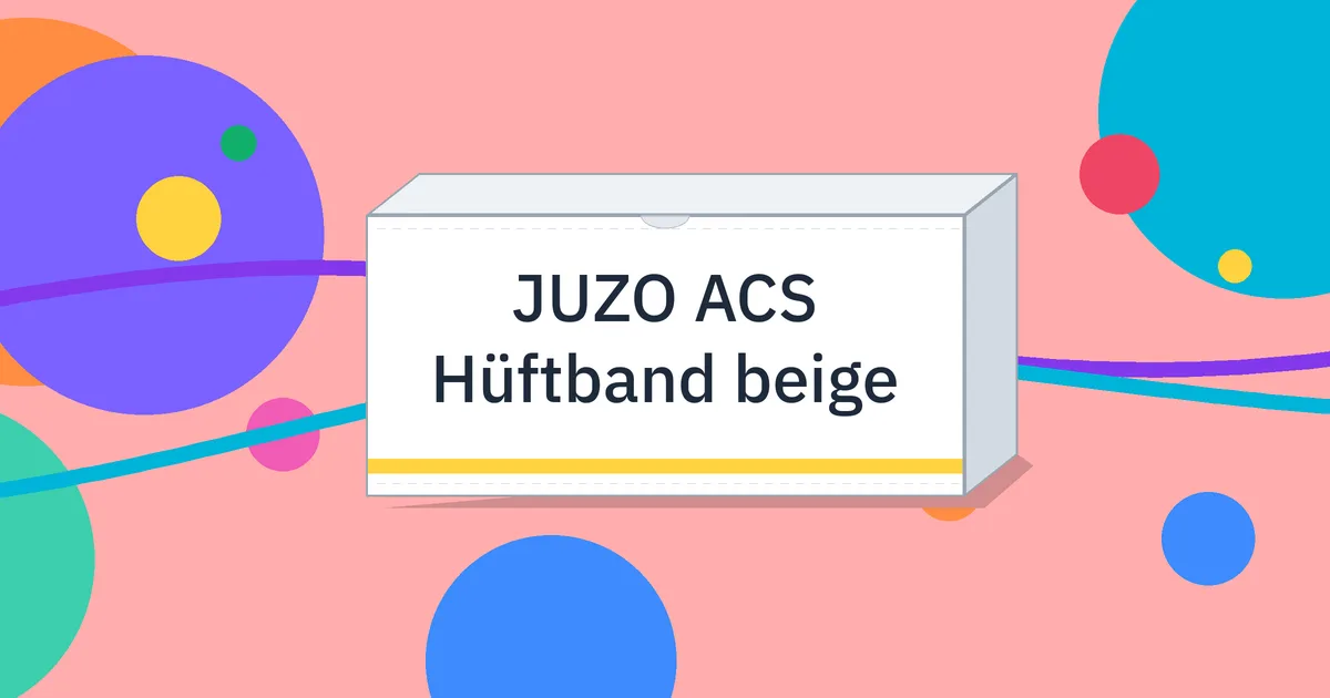Symbolbild: Packung mit der Aufschrift JUZO ACS Hüftband beige (PZN 13884874) – Verfügbarkeit und Bezug in Apotheken in Frankfurt am Main