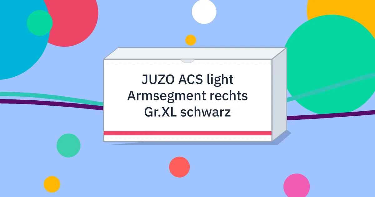 Symbolbild: Packung mit der Aufschrift JUZO ACS light Armsegment rechts Gr.XL schwarz (PZN 13890024) – Verfügbarkeit und Bezug in Apotheken in Frankfurt am Main