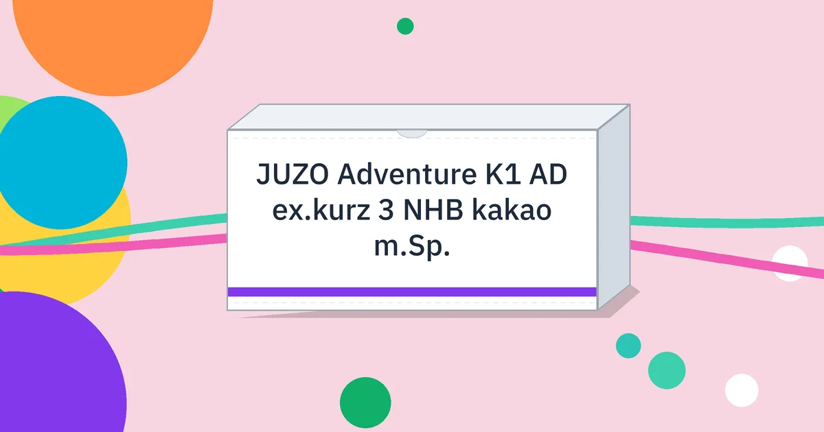 Symbolbild: Packung mit der Aufschrift JUZO Adventure K1 AD ex.kurz 3 NHB kakao m.Sp. (PZN 14975544) – Verfügbarkeit und Bezug in Apotheken in Frankfurt am Main