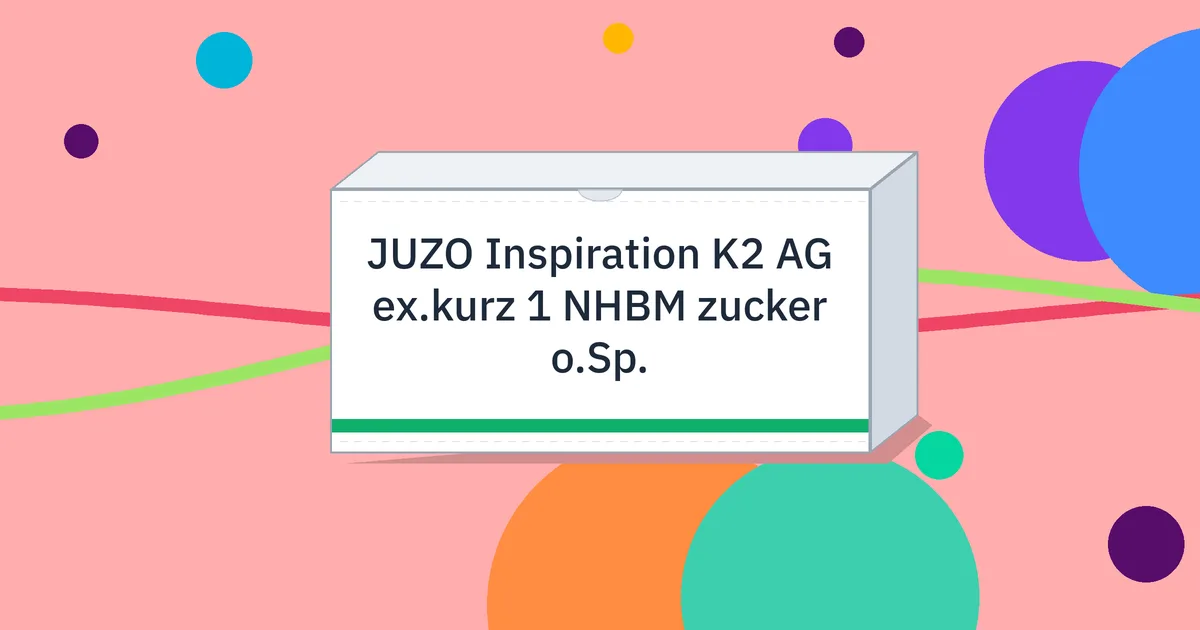 Symbolbild: Packung mit der Aufschrift JUZO Inspiration K2 AG ex.kurz 1 NHBM zucker o.Sp. (PZN 14961938) – Verfügbarkeit und Bezug in Apotheken in Frankfurt am Main