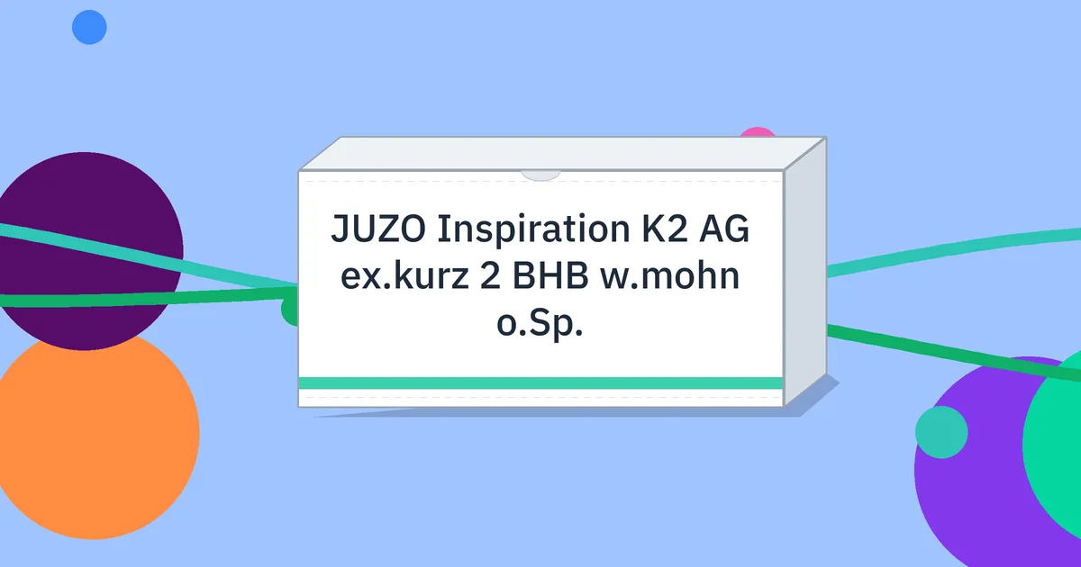 Symbolbild: Packung mit der Aufschrift JUZO Inspiration K2 AG ex.kurz 2 BHB w.mohn o.Sp. (PZN 14852209) – Verfügbarkeit und Bezug in Apotheken in Frankfurt am Main