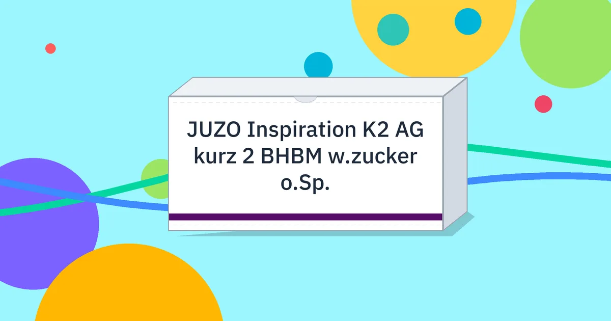 Symbolbild: Packung mit der Aufschrift JUZO Inspiration K2 AG kurz 2 BHBM w.zucker o.Sp. (PZN 14885019) – Verfügbarkeit und Bezug in Apotheken in Frankfurt am Main
