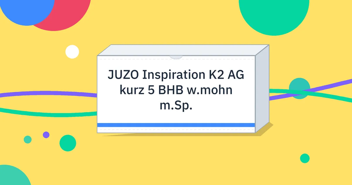Symbolbild: Packung mit der Aufschrift JUZO Inspiration K2 AG kurz 5 BHB w.mohn m.Sp. (PZN 14850251) – Verfügbarkeit und Bezug in Apotheken in Frankfurt am Main