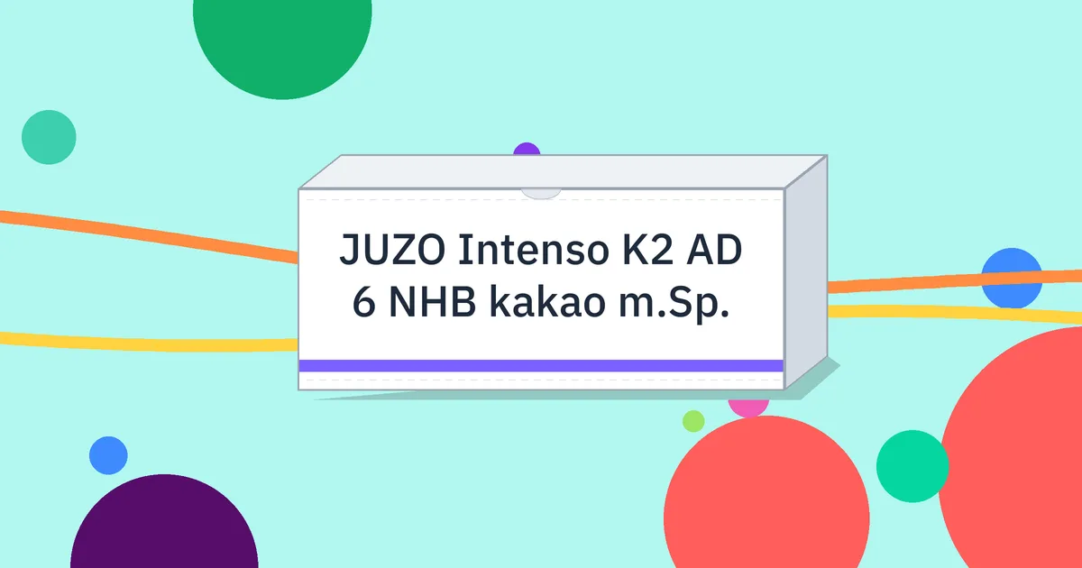 Symbolbild: Packung mit der Aufschrift JUZO Intenso K2 AD 6 NHB kakao m.Sp. (PZN 18610070) – Verfügbarkeit und Bezug in Apotheken in Frankfurt am Main