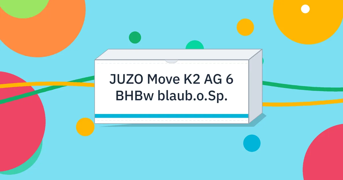 Symbolbild: Packung mit der Aufschrift JUZO Move K2 AG 6 BHBw blaub.o.Sp. (PZN 18558004) – Verfügbarkeit und Bezug in Apotheken in Frankfurt am Main