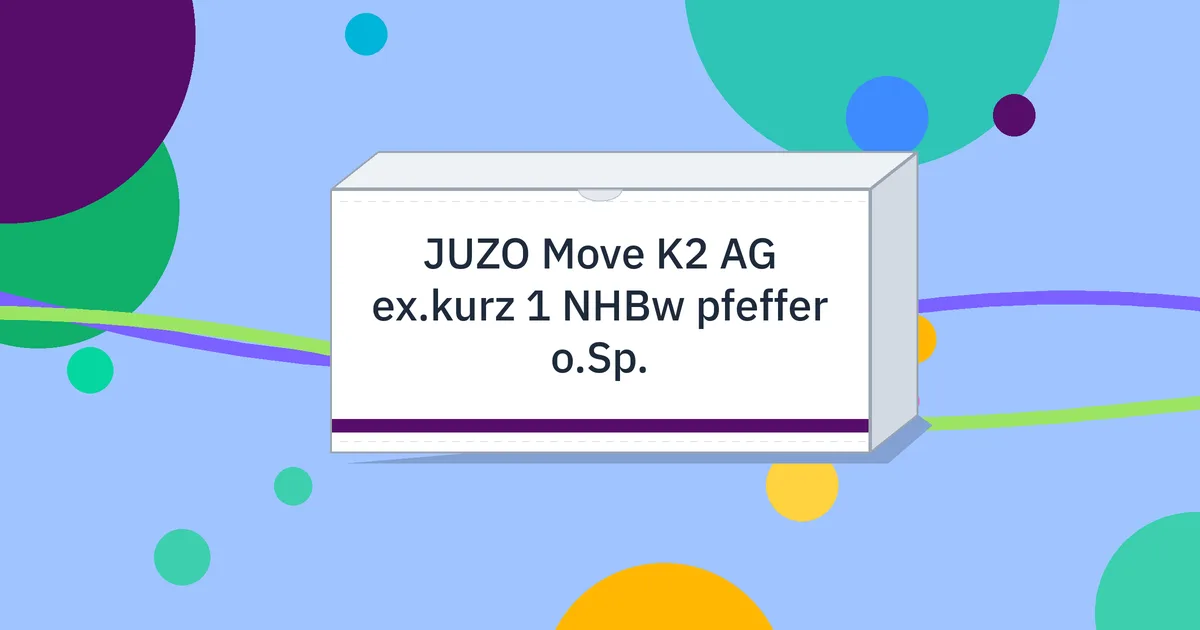 Symbolbild: Packung mit der Aufschrift JUZO Move K2 AG ex.kurz 1 NHBw pfeffer o.Sp. (PZN 16641066) – Verfügbarkeit und Bezug in Apotheken in Frankfurt am Main
