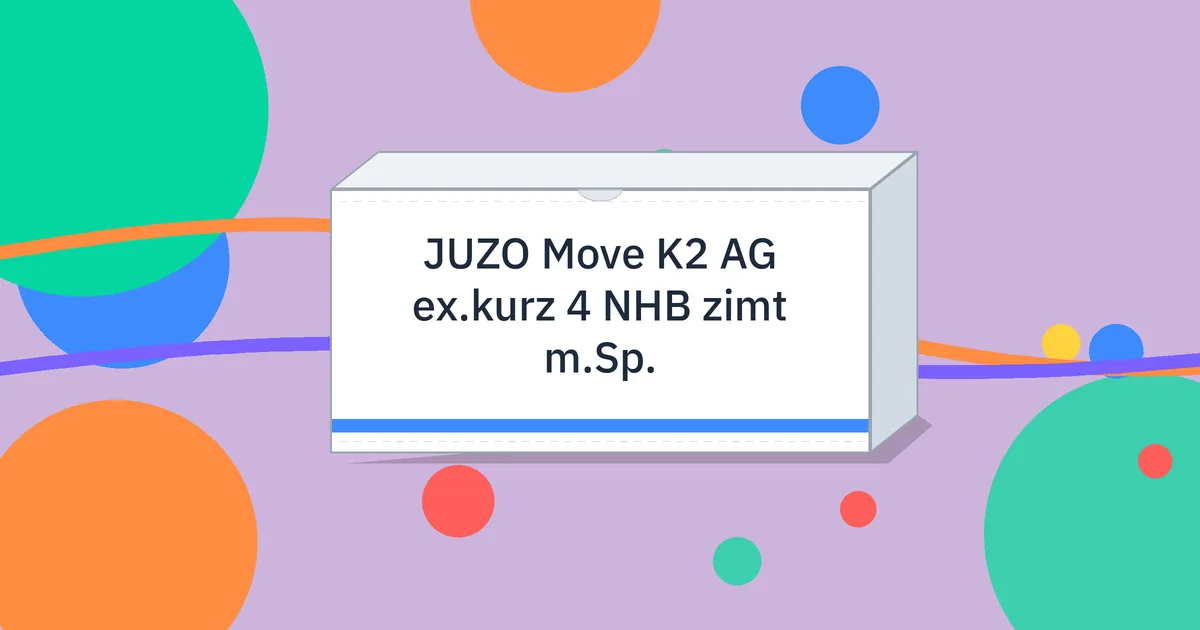 Symbolbild: Packung mit der Aufschrift JUZO Move K2 AG ex.kurz 4 NHB zimt m.Sp. (PZN 18531643) – Verfügbarkeit und Bezug in Apotheken in Frankfurt am Main