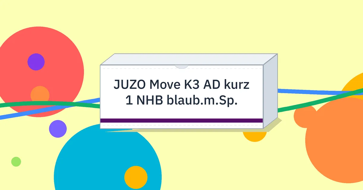Symbolbild: Packung mit der Aufschrift JUZO Move K3 AD kurz 1 NHB blaub.m.Sp. (PZN 18572010) – Verfügbarkeit und Bezug in Apotheken in Frankfurt am Main