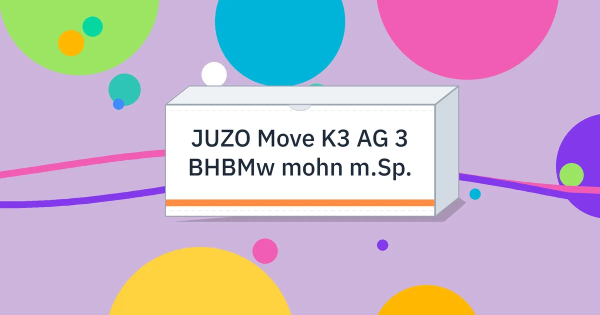Symbolbild: Packung mit der Aufschrift JUZO Move K3 AG 3 BHBMw mohn m.Sp. (PZN 18588175) – Verfügbarkeit und Bezug in Apotheken in Frankfurt am Main