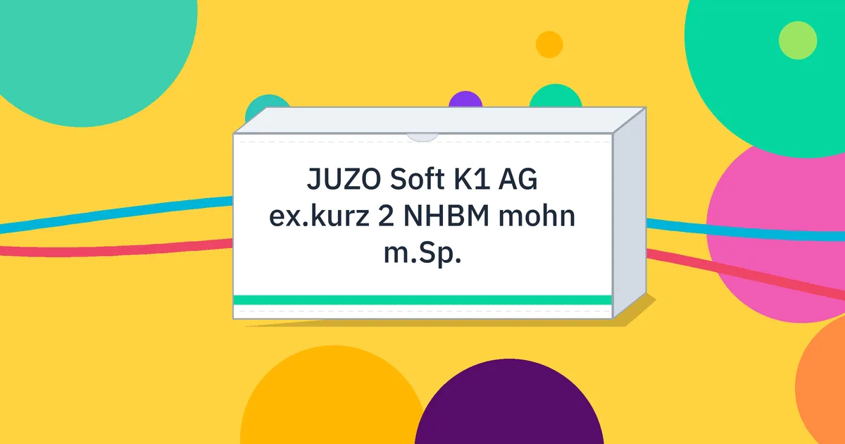 Symbolbild: Packung mit der Aufschrift JUZO Soft K1 AG ex.kurz 2 NHBM mohn m.Sp. (PZN 15017087) – Verfügbarkeit und Bezug in Apotheken in Frankfurt am Main