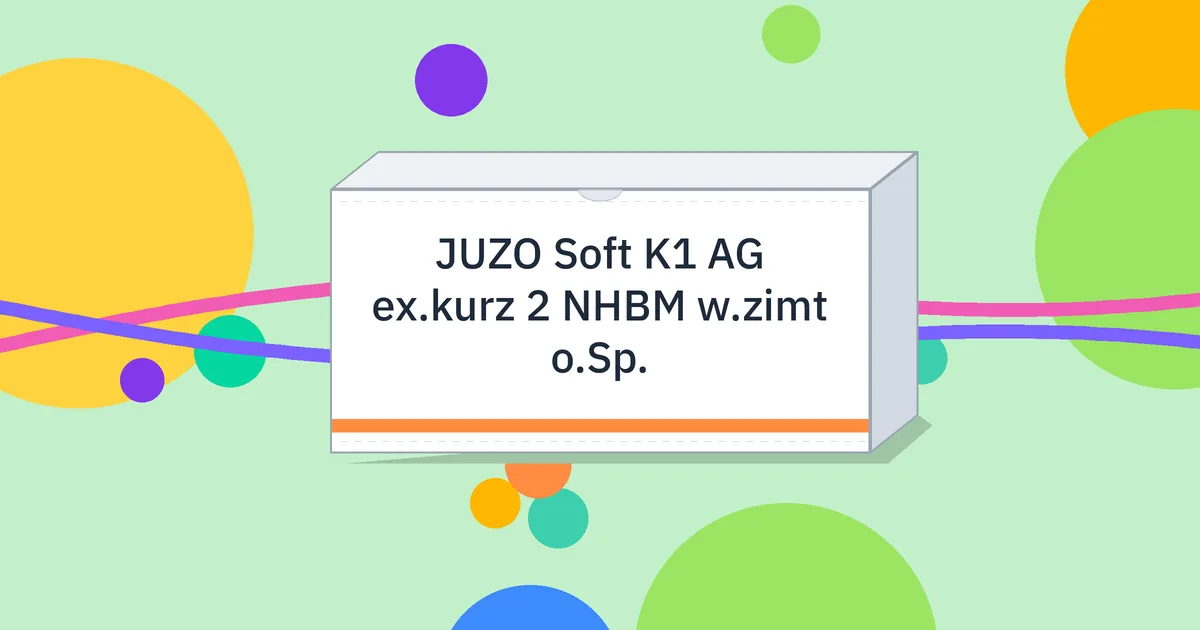 Symbolbild: Packung mit der Aufschrift JUZO Soft K1 AG ex.kurz 2 NHBM w.zimt o.Sp. (PZN 15000595) – Verfügbarkeit und Bezug in Apotheken in Frankfurt am Main