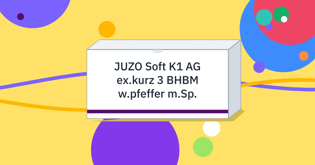 Symbolbild: Packung mit der Aufschrift JUZO Soft K1 AG ex.kurz 3 BHBM w.pfeffer m.Sp. (PZN 14864023) – Verfügbarkeit und Bezug in Apotheken in Frankfurt am Main