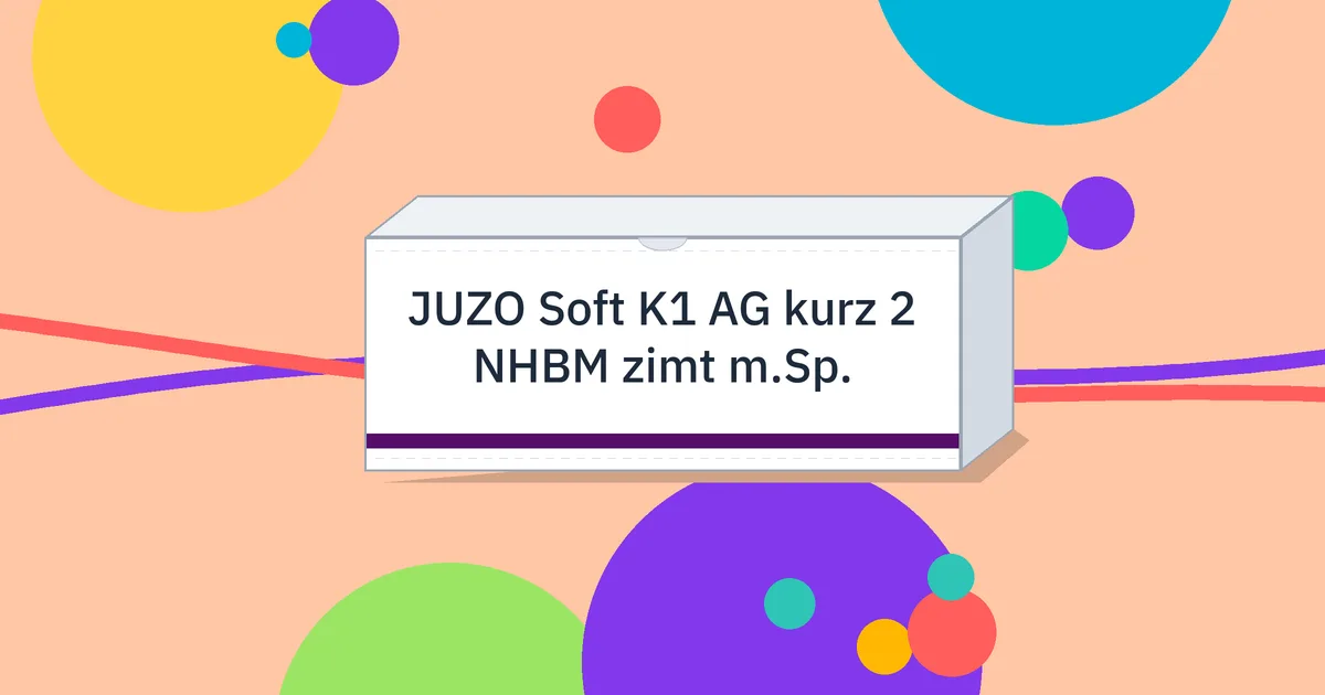 Symbolbild: Packung mit der Aufschrift JUZO Soft K1 AG kurz 2 NHBM zimt m.Sp. (PZN 14999869) – Verfügbarkeit und Bezug in Apotheken in Frankfurt am Main