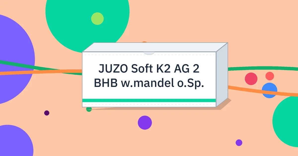 Symbolbild: Packung mit der Aufschrift JUZO Soft K2 AG 2 BHB w.mandel o.Sp. (PZN 14841571) – Verfügbarkeit und Bezug in Apotheken in Frankfurt am Main