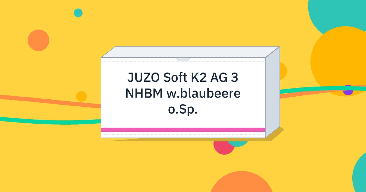 Symbolbild: Packung mit der Aufschrift JUZO Soft K2 AG 3 NHBM w.blaubeere o.Sp. (PZN 15001471) – Verfügbarkeit und Bezug in Apotheken in Frankfurt am Main