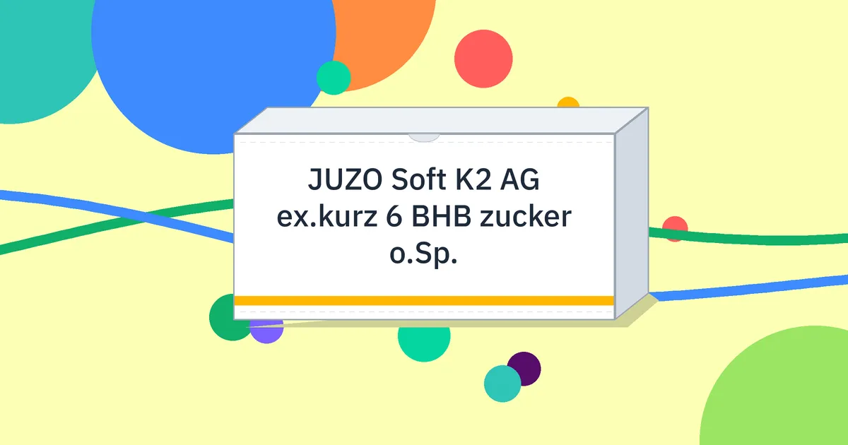Symbolbild: Packung mit der Aufschrift JUZO Soft K2 AG ex.kurz 6 BHB zucker o.Sp. (PZN 14827944) – Verfügbarkeit und Bezug in Apotheken in Frankfurt am Main