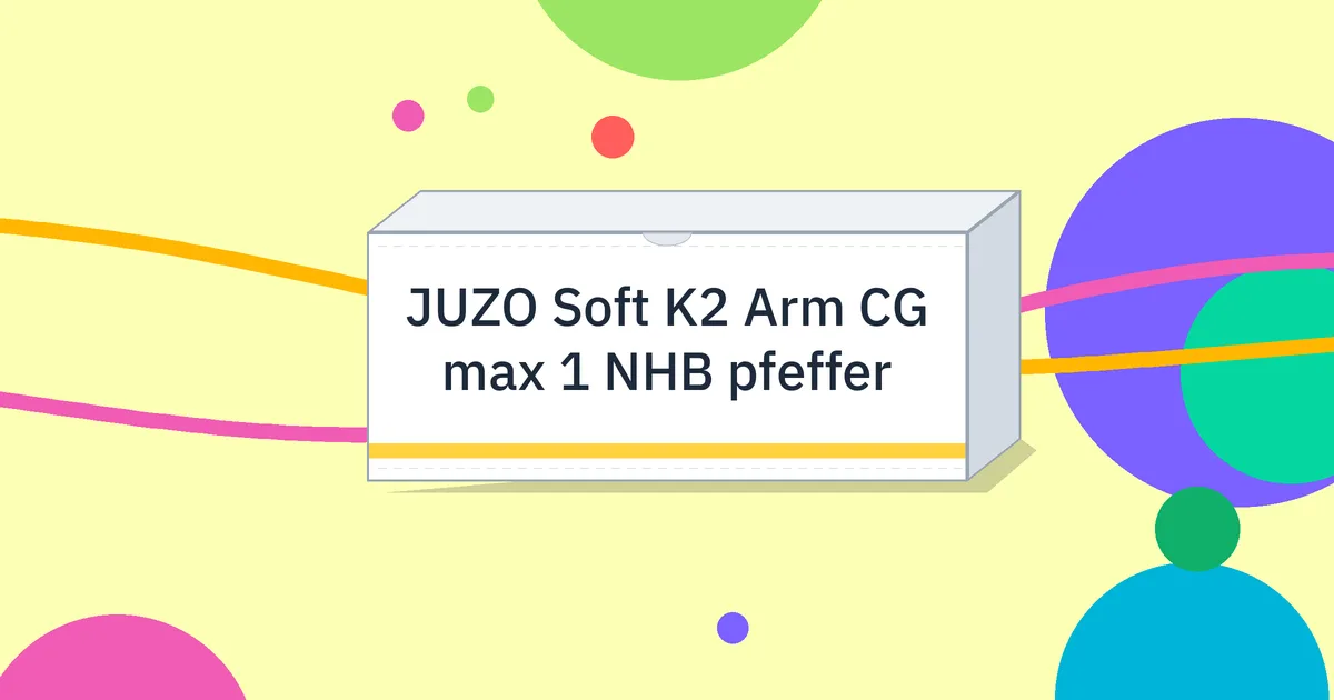 Symbolbild: Packung mit der Aufschrift JUZO Soft K2 Arm CG max 1 NHB pfeffer (PZN 15512473) – Verfügbarkeit und Bezug in Apotheken in Frankfurt am Main