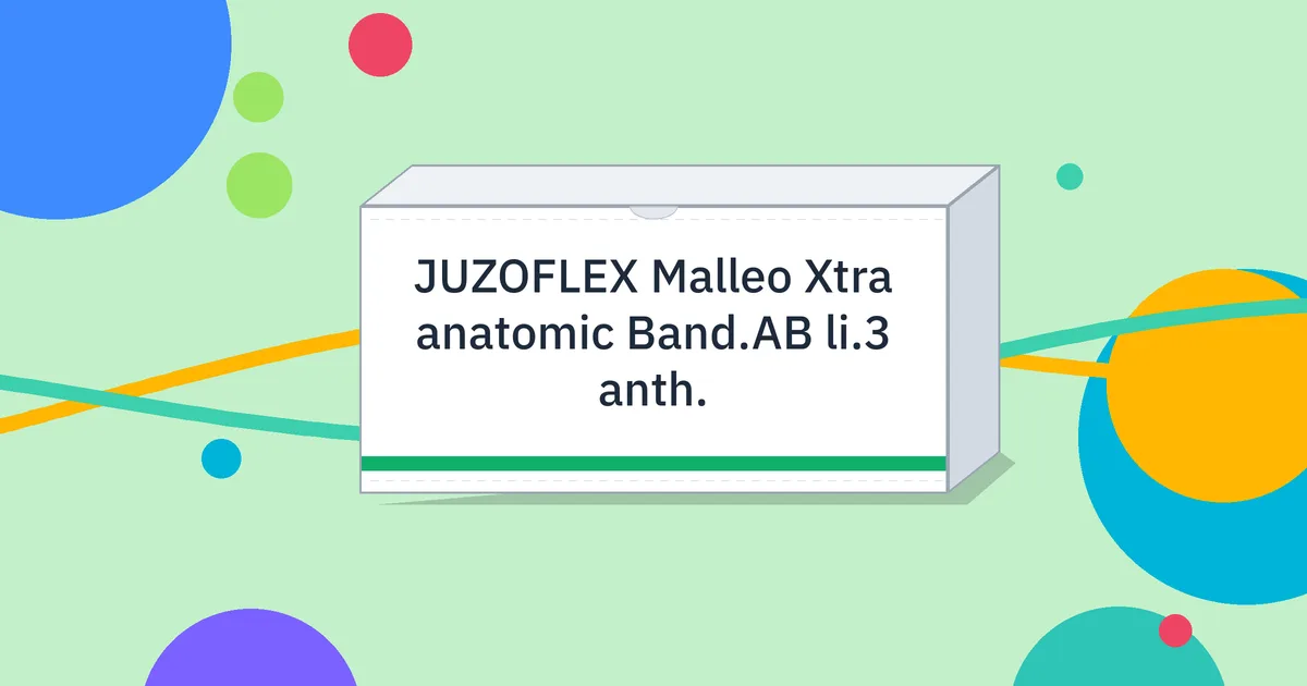 Symbolbild: Packung mit der Aufschrift JUZOFLEX Malleo Xtra anatomic Band.AB li.3 anth. (PZN 16635031) – Verfügbarkeit und Bezug in Apotheken in Frankfurt am Main