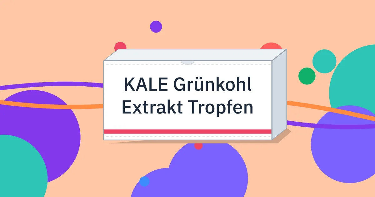 Symbolbild: Packung mit der Aufschrift KALE Grünkohl Extrakt Tropfen (PZN 20211354) – Verfügbarkeit und Bezug in Apotheken in Frankfurt am Main