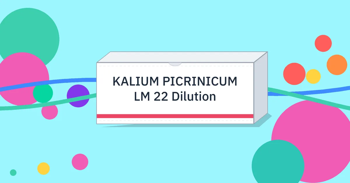Symbolbild: Packung mit der Aufschrift KALIUM PICRINICUM LM 22 Dilution (PZN 12925105) – Verfügbarkeit und Bezug in Apotheken in Frankfurt am Main