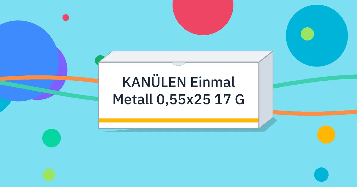 Symbolbild: Packung mit der Aufschrift KANÜLEN Einmal Metall 0,55x25 17 G (PZN 02439964) – Verfügbarkeit und Bezug in Apotheken in Frankfurt am Main