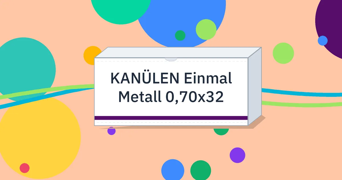 Symbolbild: Packung mit der Aufschrift KANÜLEN Einmal Metall 0,70x32 (PZN 01729341) – Verfügbarkeit und Bezug in Apotheken in Frankfurt am Main