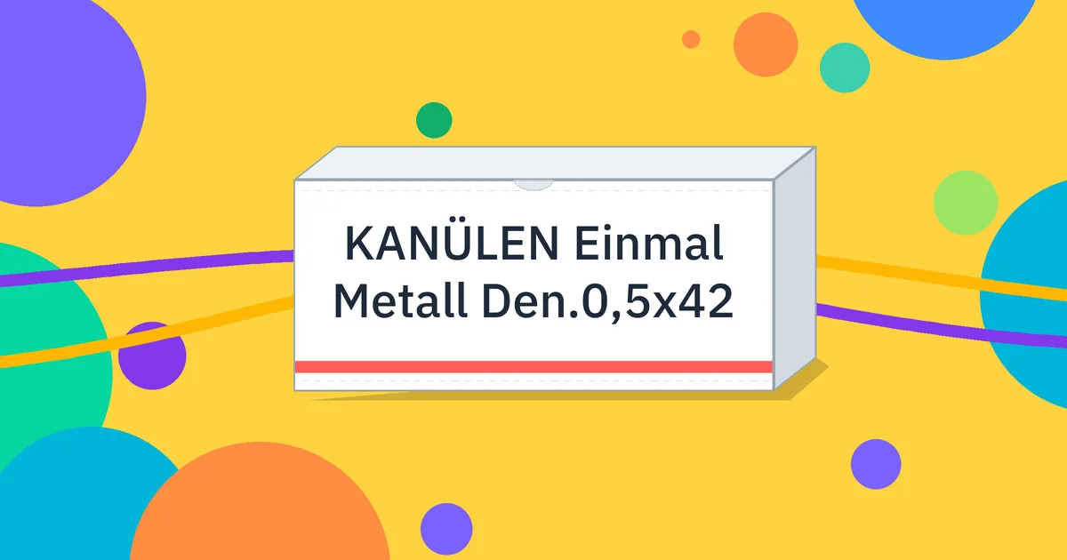 Symbolbild: Packung mit der Aufschrift KANÜLEN Einmal Metall Den.0,5x42 (PZN 02440051) – Verfügbarkeit und Bezug in Apotheken in Frankfurt am Main