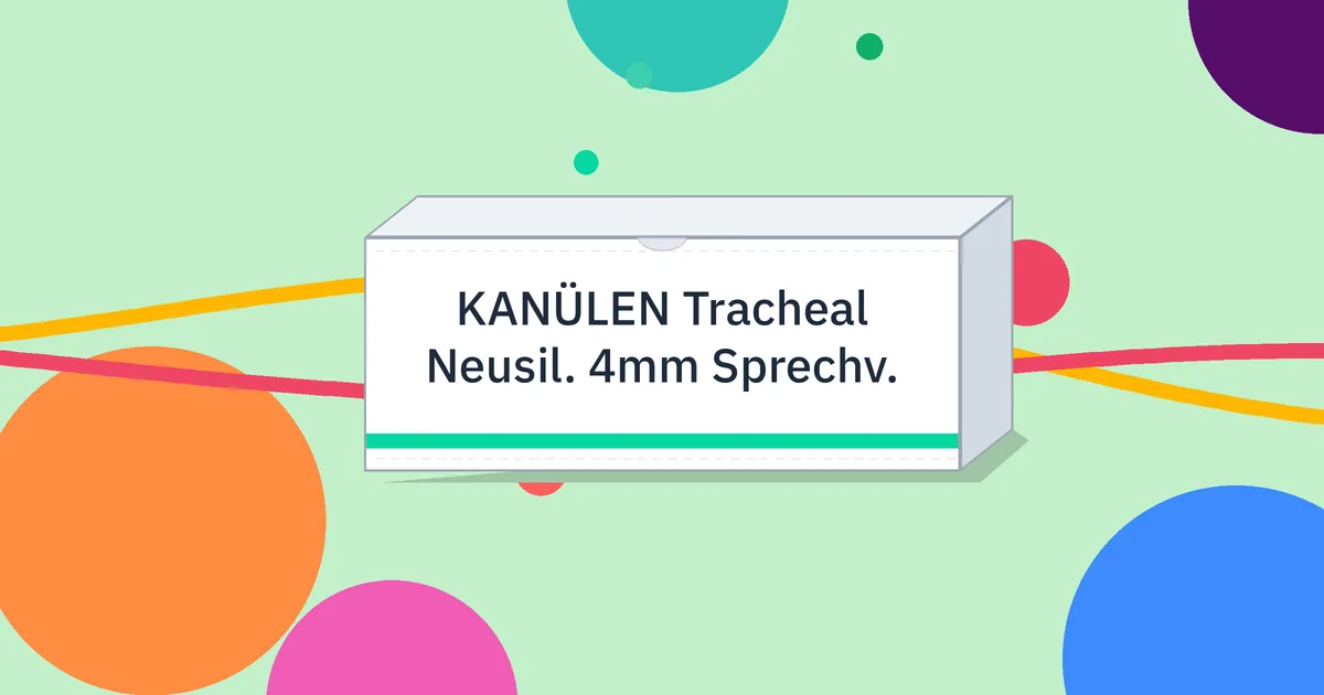 Symbolbild: Packung mit der Aufschrift KANÜLEN Tracheal Neusil. 4mm Sprechv. (PZN 01965722) – Verfügbarkeit und Bezug in Apotheken in Frankfurt am Main