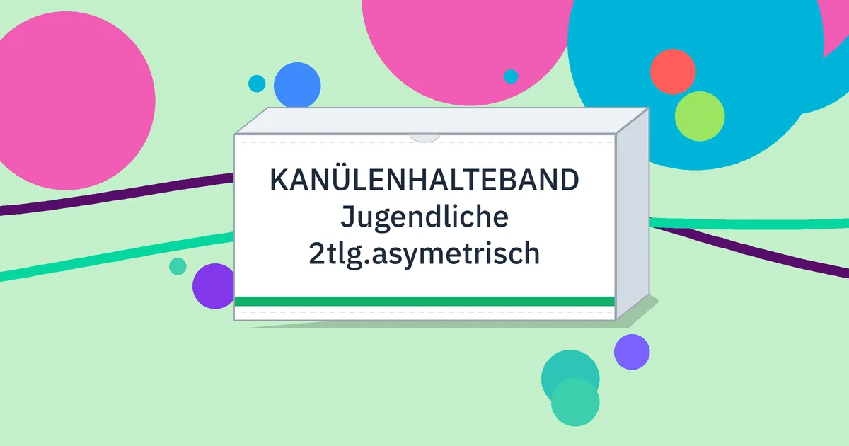 Symbolbild: Packung mit der Aufschrift KANÜLENHALTEBAND Jugendliche 2tlg.asymetrisch (PZN 18399273) – Verfügbarkeit und Bezug in Apotheken in Frankfurt am Main