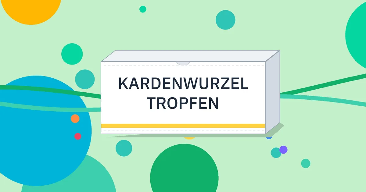 Symbolbild: Packung mit der Aufschrift KARDENWURZEL TROPFEN (PZN 14127767) – Verfügbarkeit und Bezug in Apotheken in Frankfurt am Main
