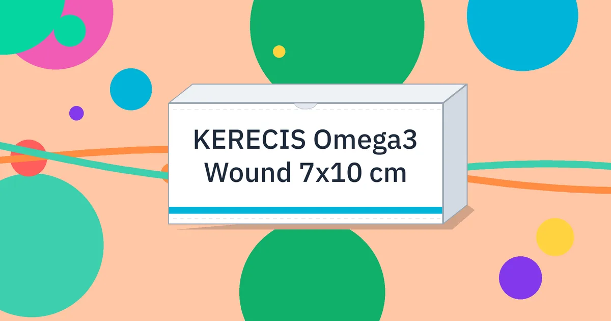 Symbolbild: Packung mit der Aufschrift KERECIS Omega3 Wound 7x10 cm (PZN 18811472) – Verfügbarkeit und Bezug in Apotheken in Frankfurt am Main