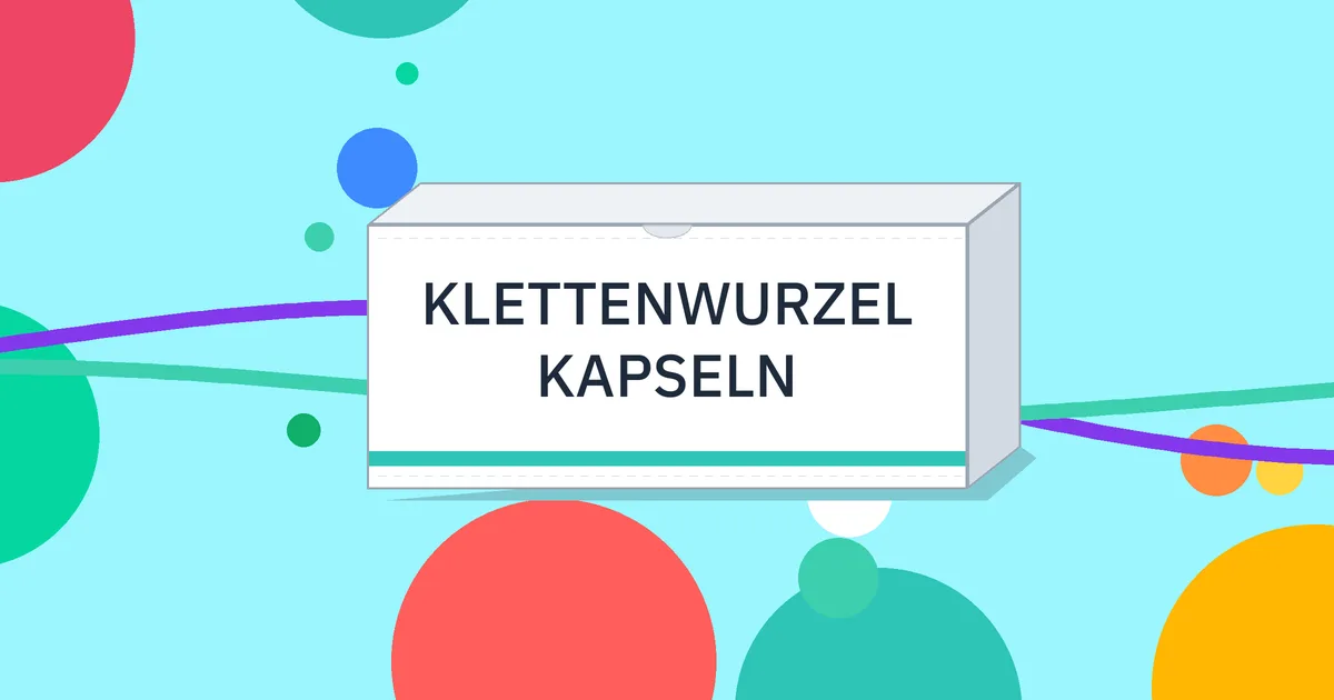 Symbolbild: Packung mit der Aufschrift KLETTENWURZEL KAPSELN (PZN 09279280) – Verfügbarkeit und Bezug in Apotheken in Frankfurt am Main