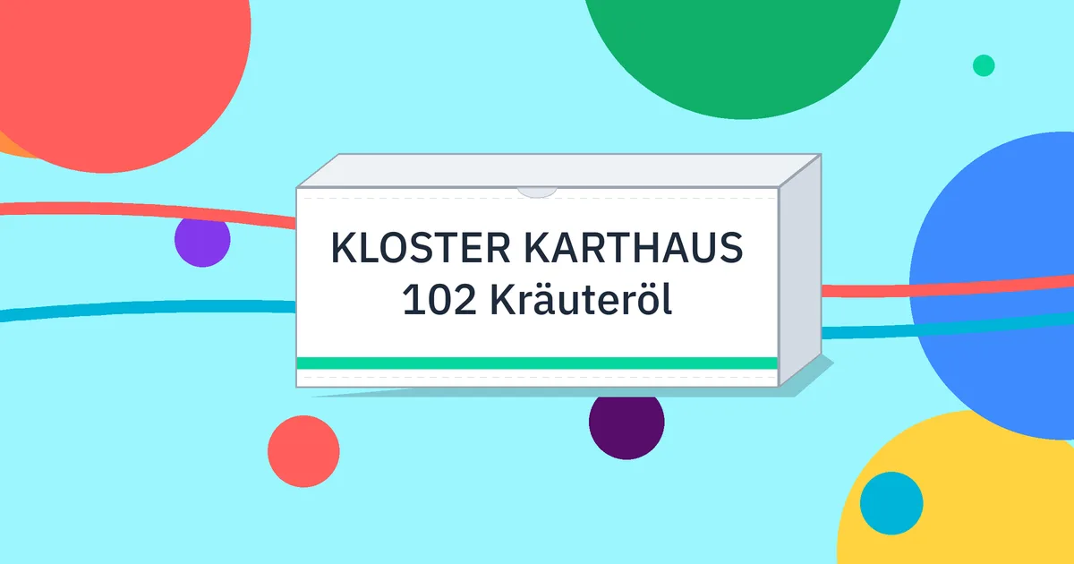 Symbolbild: Packung mit der Aufschrift KLOSTER KARTHAUS 102 Kräuteröl (PZN 08453273) – Verfügbarkeit und Bezug in Apotheken in Frankfurt am Main