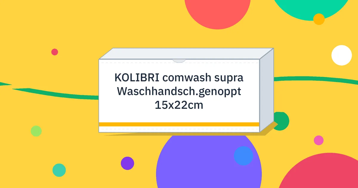 Symbolbild: Packung mit der Aufschrift KOLIBRI comwash supra Waschhandsch.genoppt 15x22cm (PZN 10030284) – Verfügbarkeit und Bezug in Apotheken in Frankfurt am Main