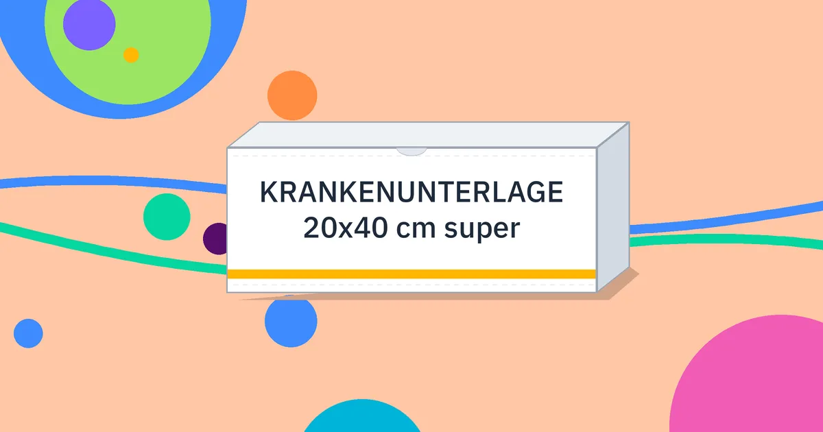 Symbolbild: Packung mit der Aufschrift KRANKENUNTERLAGE 20x40 cm super (PZN 02442067) – Verfügbarkeit und Bezug in Apotheken in Frankfurt am Main