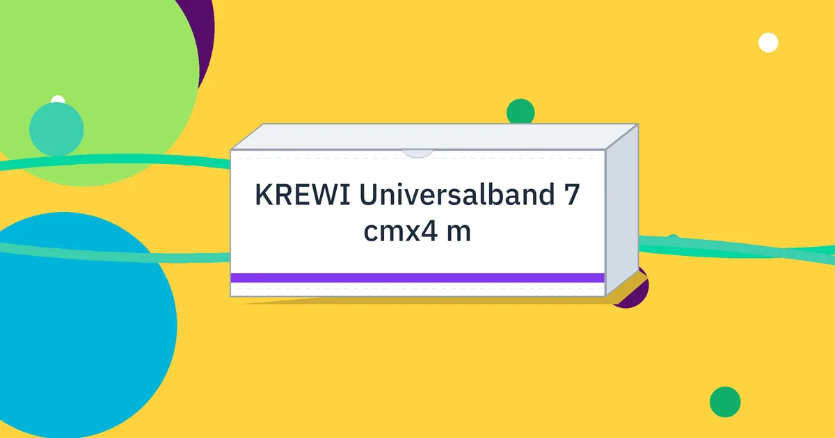 Symbolbild: Packung mit der Aufschrift KREWI Universalband 7 cmx4 m (PZN 06711469) – Verfügbarkeit und Bezug in Apotheken in Frankfurt am Main