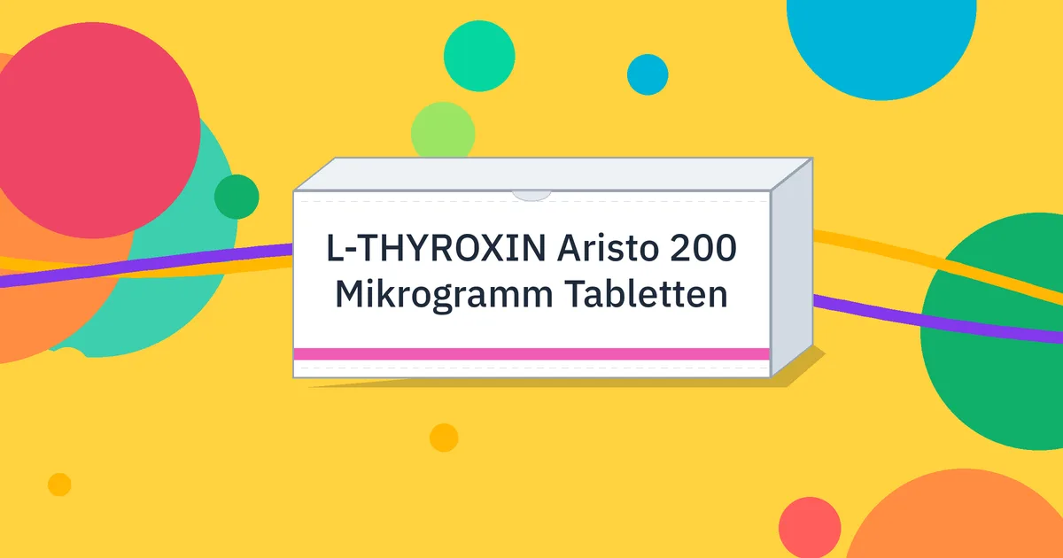 Symbolbild: Packung mit der Aufschrift L-THYROXIN Aristo 200 Mikrogramm Tabletten (PZN 18359279) – Verfügbarkeit und Bezug in Apotheken in Frankfurt am Main
