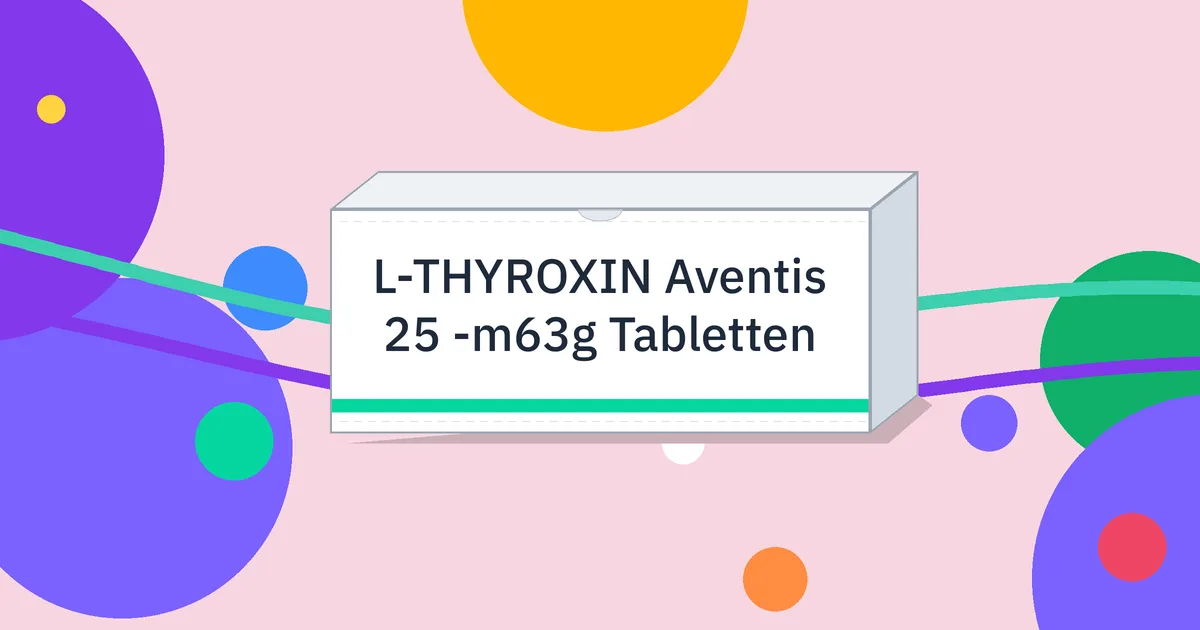 Symbolbild: Packung mit der Aufschrift L-THYROXIN Aventis 25 -m63g Tabletten (PZN 12727055) – Verfügbarkeit und Bezug in Apotheken in Frankfurt am Main
