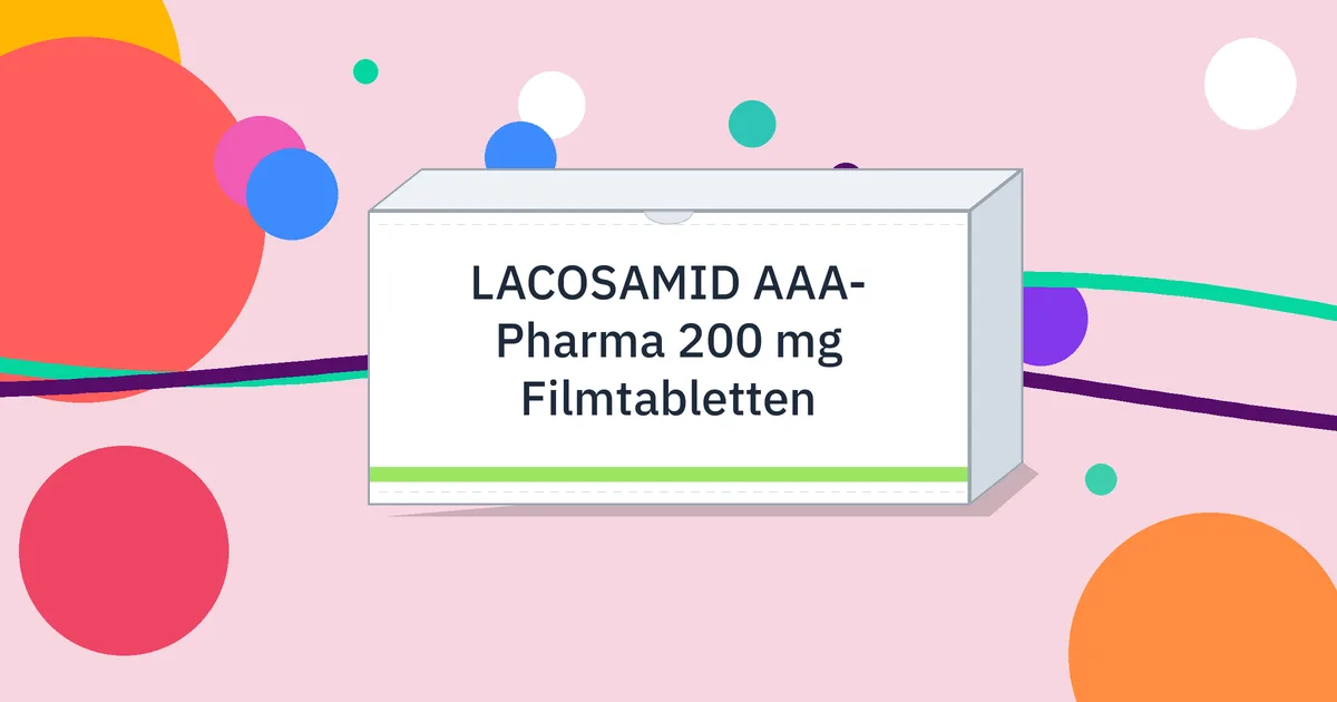 Symbolbild: Packung mit der Aufschrift LACOSAMID AAA-Pharma 200 mg Filmtabletten (PZN 17593932) – Verfügbarkeit und Bezug in Apotheken in Frankfurt am Main